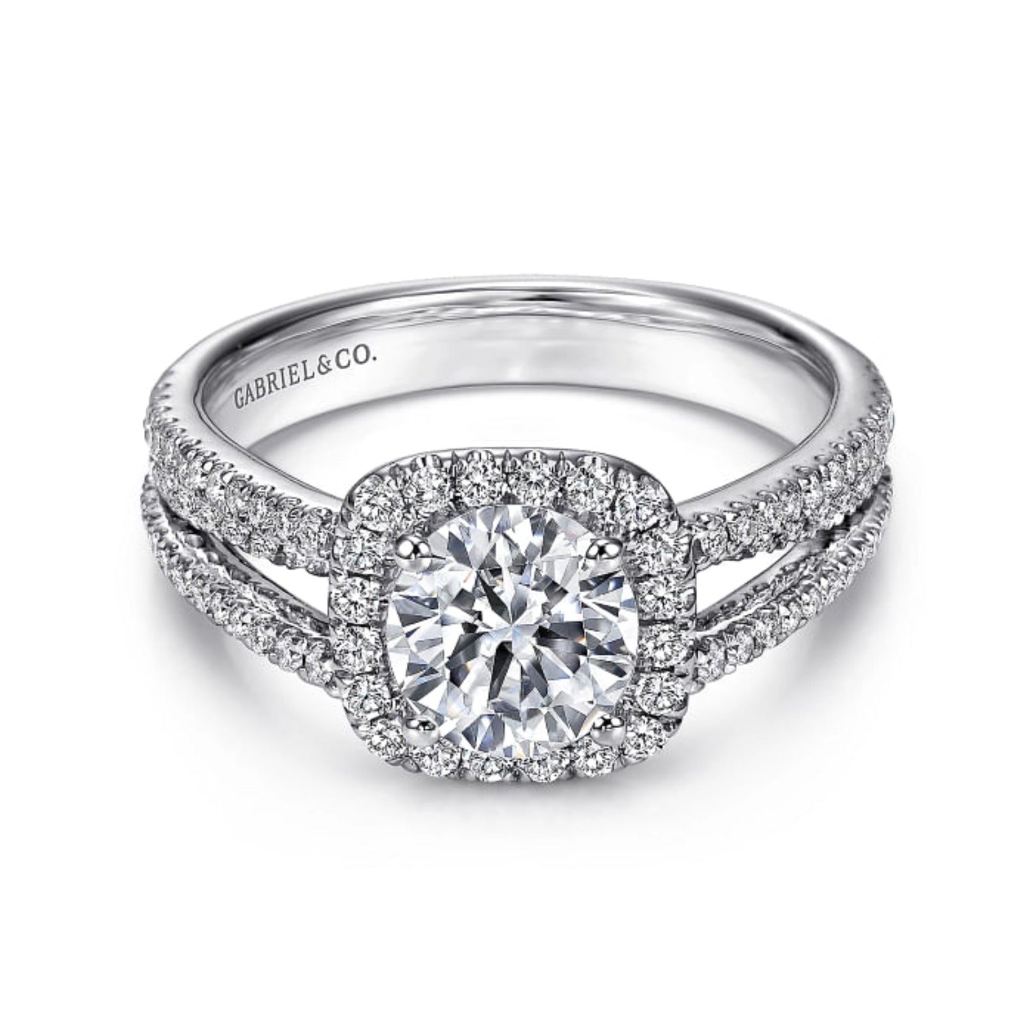 Gabriel & Co."Hillary" Halo Diamond Engagement Ring – Gold and Gems ...
