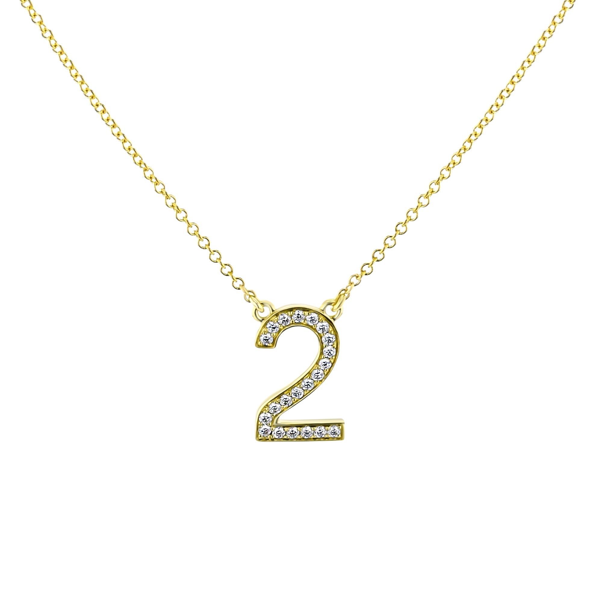 Personalized Number Pendant Necklace in 18k Gold with Diamonds – Gold ...