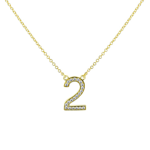 Personalized Number Pendant Necklace in 18k Gold with Diamonds – Gold ...